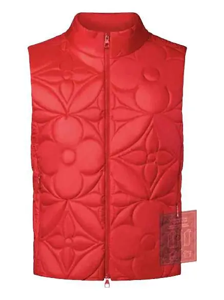LOUIS VUITTON Lvse Padded Monogram Flower Gilet - Rio Red