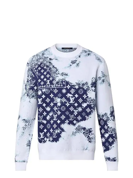 LOUIS VUITTON Monogram Bandana Crewneck Sweatshirt - Indigo/white