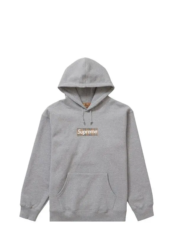 Supreme Burberry Box Logo Hooded Sweatshirt - Heather Grey