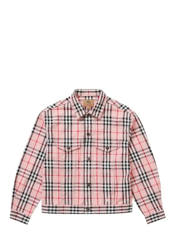 Supreme Burberry Denim Trucker Jacket - Pink