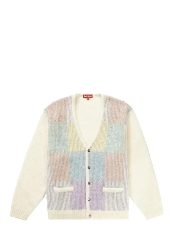 Supreme Brushed Grid Cardigan - White