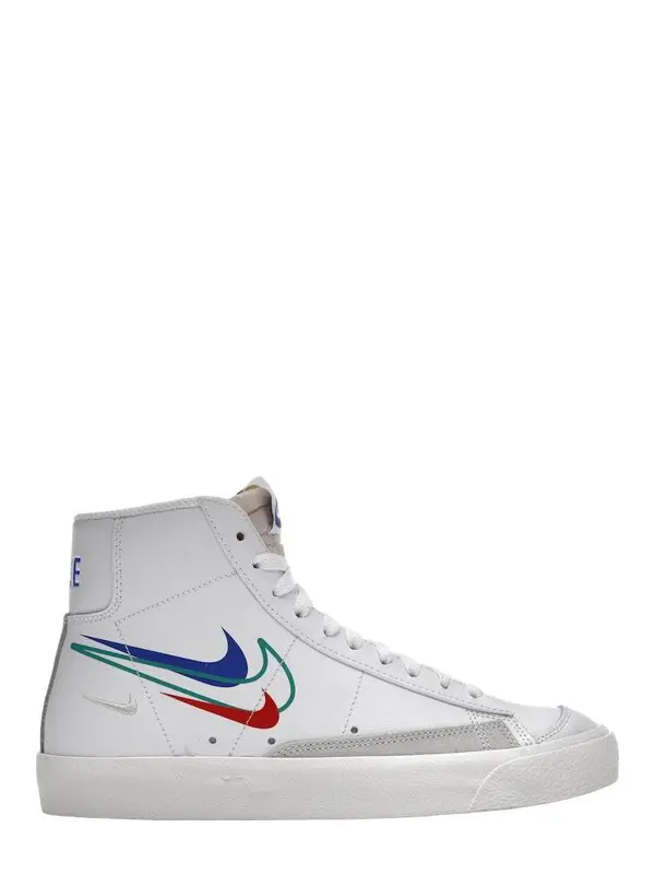 Nike Blazer Mid 77 Swoosh Sneakers - White/game Royal/university Red