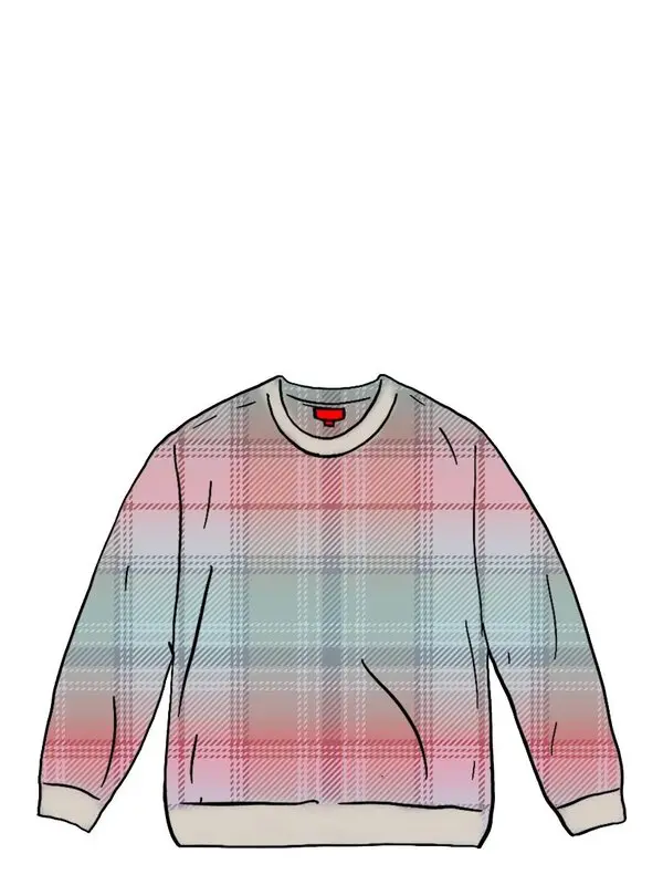 Supreme Brushed Plaid Sweater - White