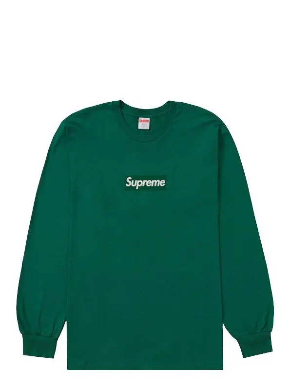 Supreme Box Logo Long Sleeve Tee Shirt - Light Pine