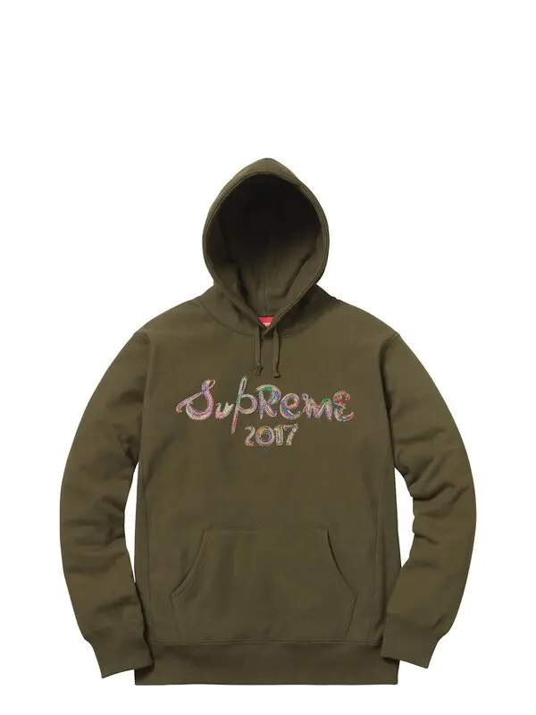 Supreme Brush Logo Hoodie - Dark Olive