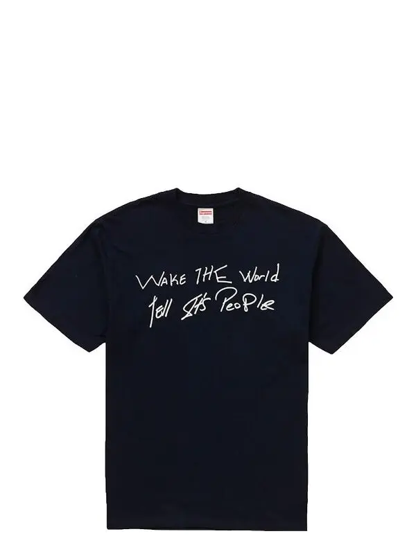 Supreme Buju Banton Wake The World Tee Shirt - Navy Blue