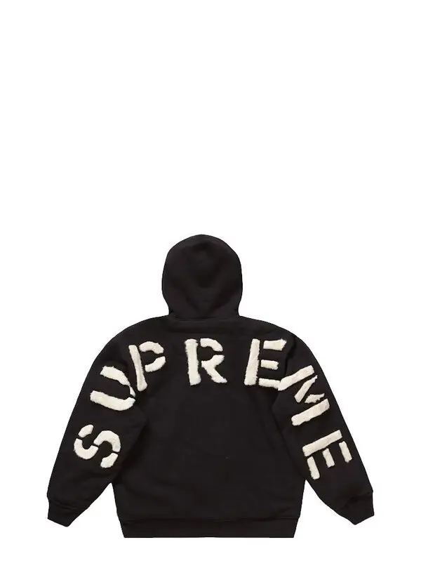Supreme Faux Fur Lined Zip Up Hooded Sweatshirt - Black