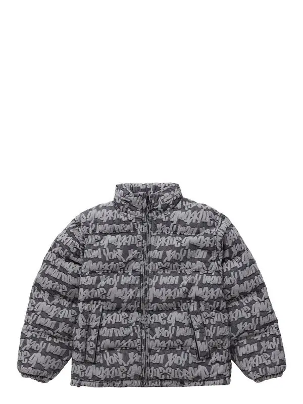 Supreme Fat Tip Jacquard Denim Puffer Jacket - Black