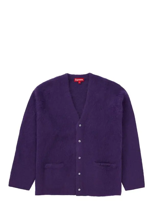 Supreme Brushed Mohair Cardigan - Purple