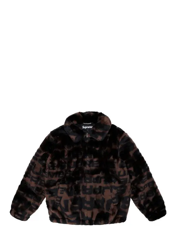 Supreme Faux Fur Repeater Bomber Jacket - Brown