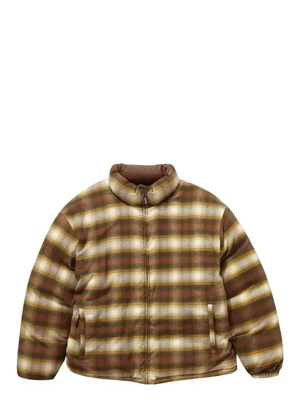 Supreme Flannel Reversible Puffer Jacket - Brown