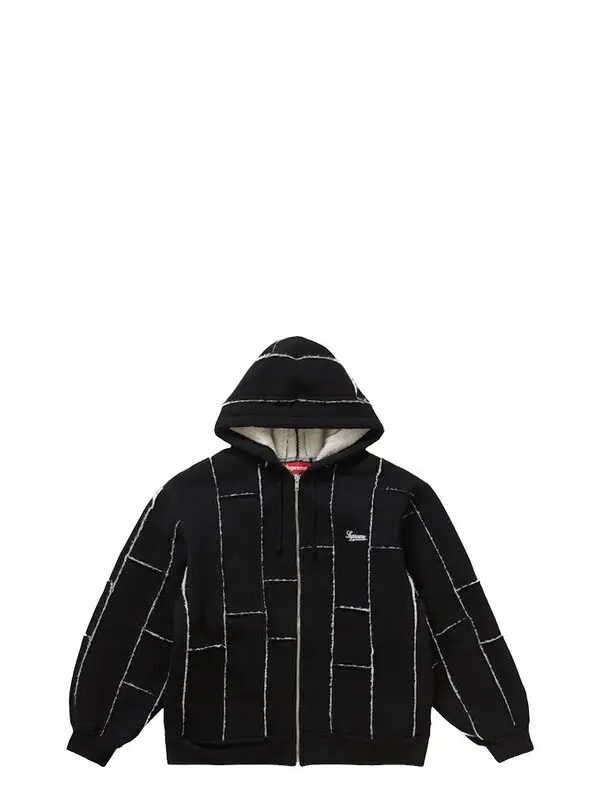 Supreme Faux Shearling Zip Up Hooded Sweatshirt - Black