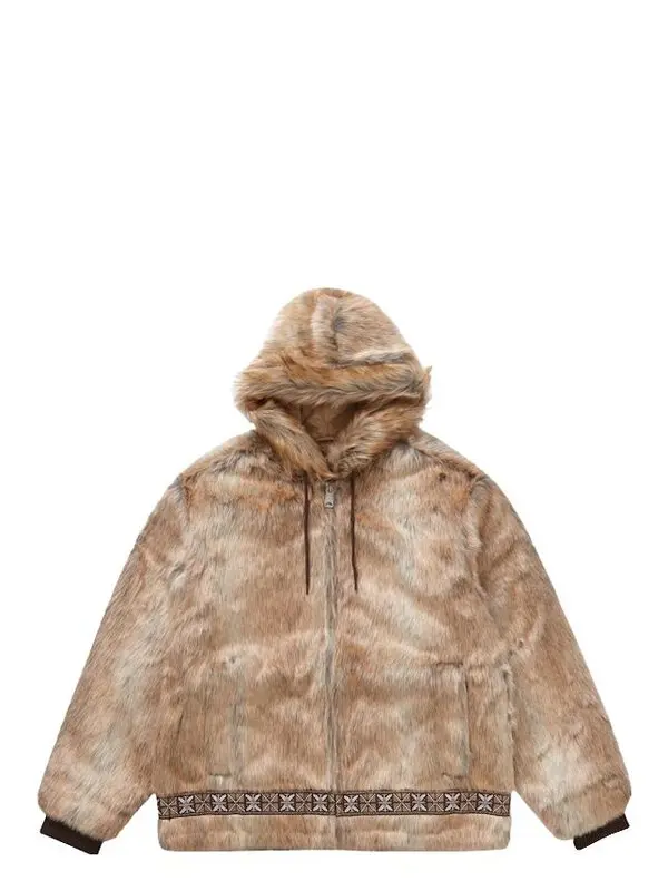 Supreme Faux Fur Parka Jacket - Brown