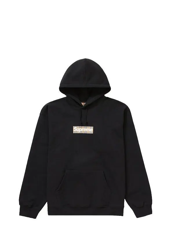 Supreme Burberry Box Logo Hooded Sweatshirt - Black