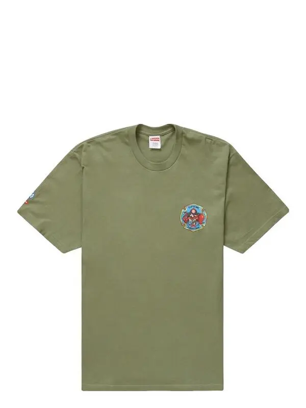 Supreme Fdny Engine 9 Tee Shirt - Light Olive