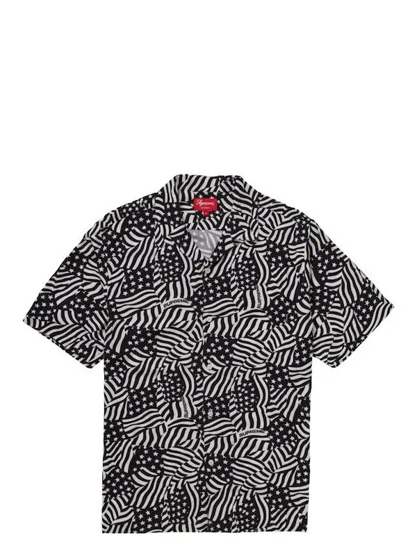 Supreme Flags Rayon Short Sleeve Shirt - Black Flags