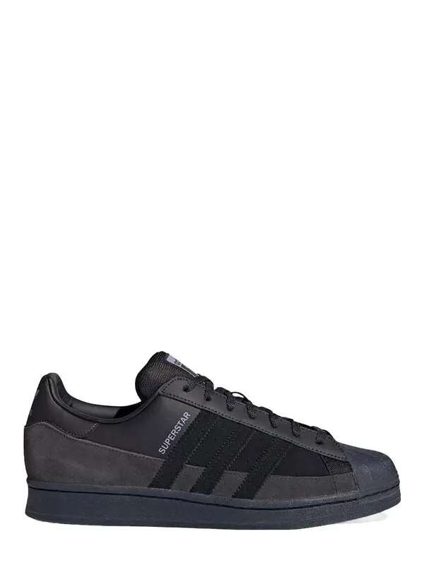 Adidas Superstar Smooth Leather And Suede Sneakers - Core Black/dust Purple
