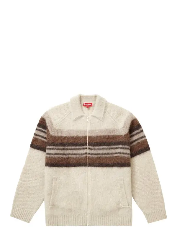 Supreme Brushed Wool Zip-up Sweater - Cream