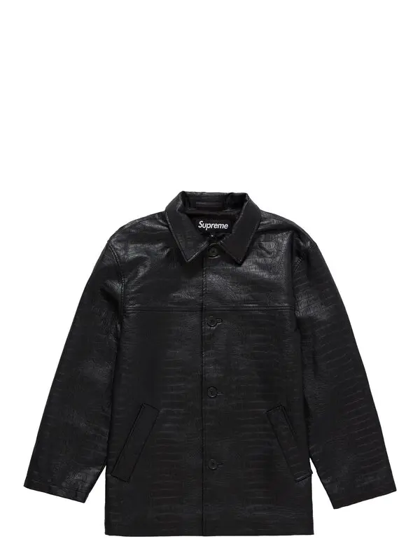 Supreme Faux Croc Car Coat - Black