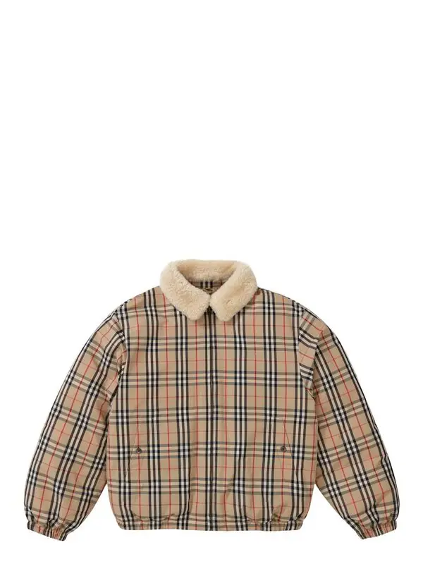 Supreme Burberry Shearling Collar Down Puffer Jacket - Beige