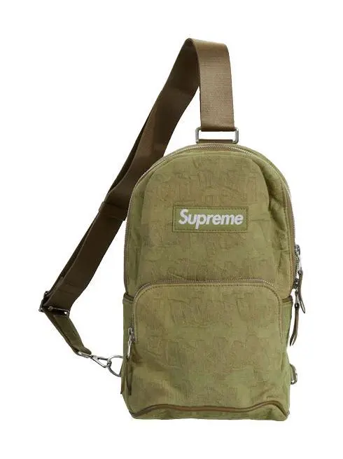 Supreme Fat Tip Jacquard Denim Sling Bag - Olive