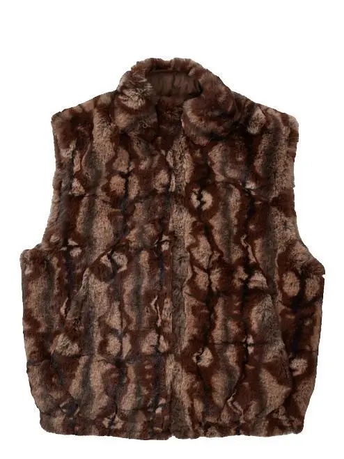 Supreme Faux Fur Hooded Vest - Brown