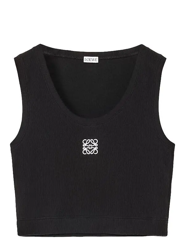 Loewe Cropped Cotton Anagram Tank Top - Black/white