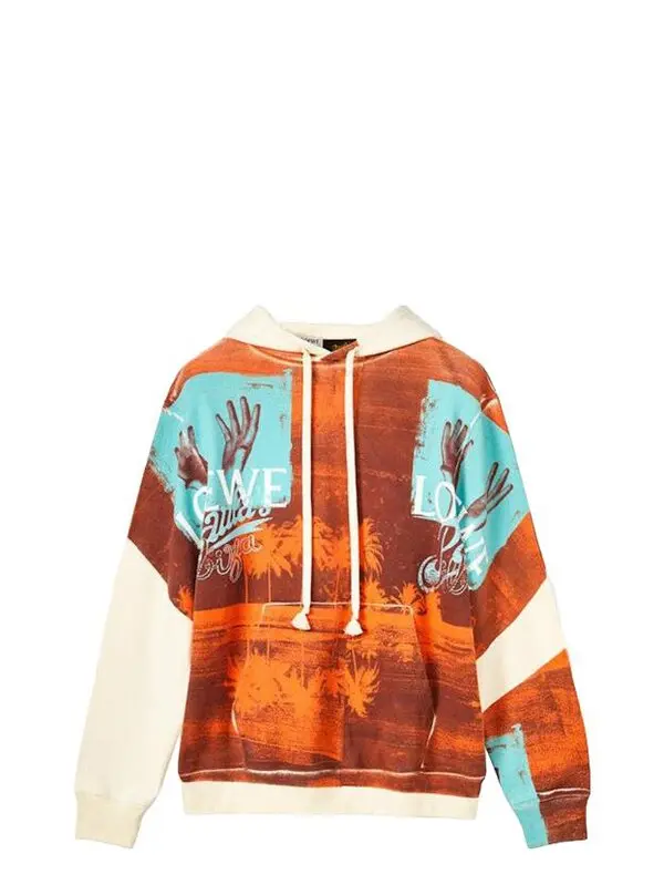 Loewe Tropical Hands Print Hoodie - Soft White/brown