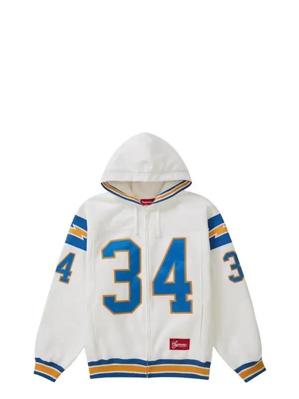 Supreme Football Zip Up Hooded Sweatshirt - White