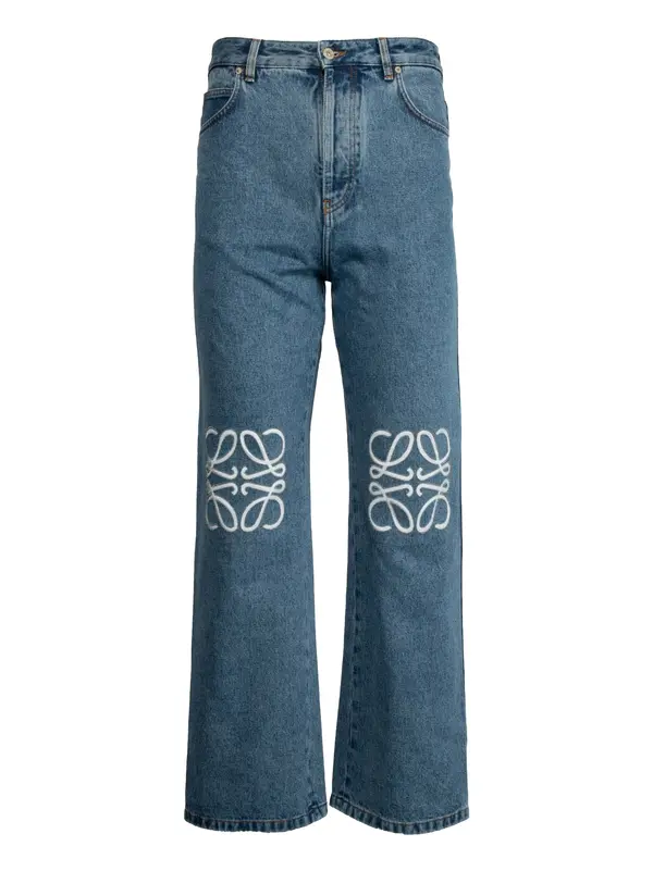 Loewe Anagram Baggy Jeans - Mid Blue Denim