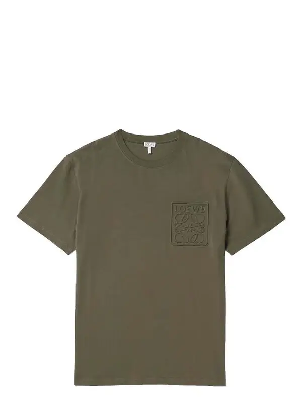 Loewe Debossed Anagram Cotton T-shirt - Dark Khaki Green