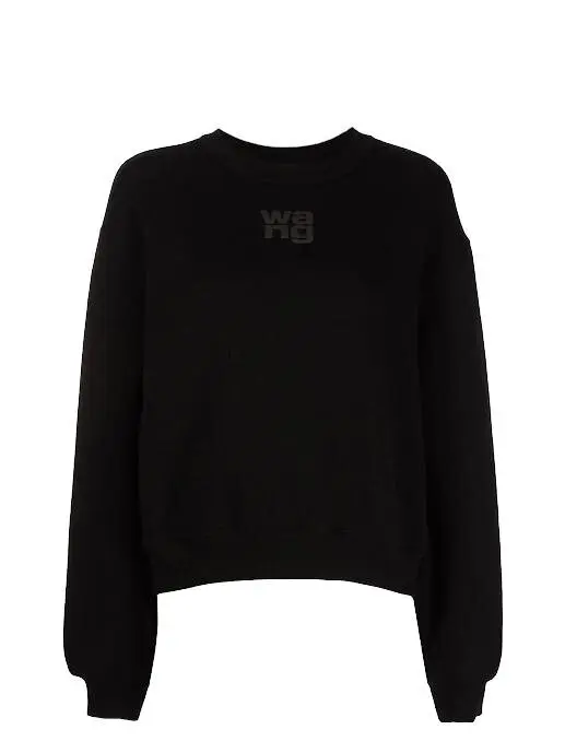 Alexander Wang Essential Puff Logo Terry Crewneck Sweatshirt - Black