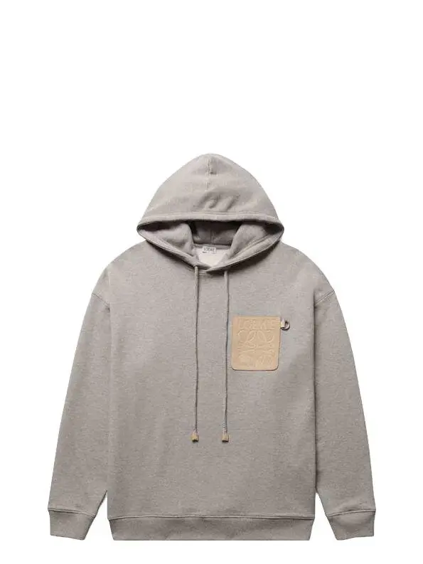Loewe Anagram Leather Patch Hoodie - Grey