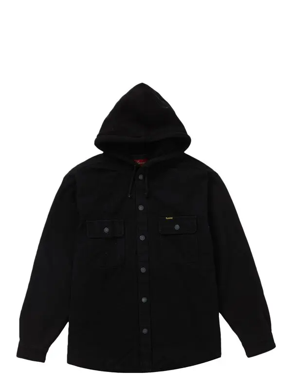 Supreme Fleece Hooded Denim Shirt - Black