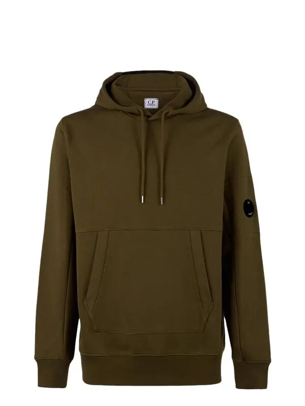 C.P. COMPANY Diagnol Raised Fleece Hoodie - Ivy Green