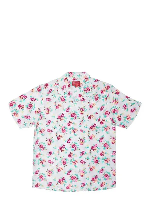 Supreme Floral Rayon Short Sleeve Shirt - White