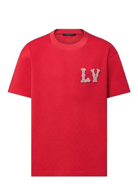 LOUIS VUITTON Cotton Pique T-shirt With Embroidered Patch - Bright Red
