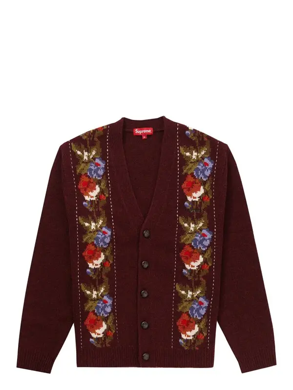 Supreme Floral Stripe Cardigan - Red