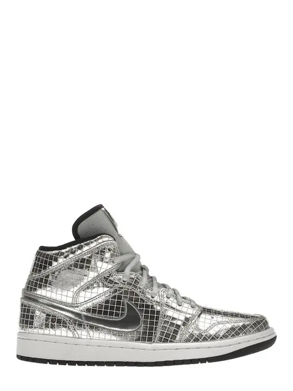 JORDAN 1 Mid Se Disco Sneakers - Metallic Silver/white
