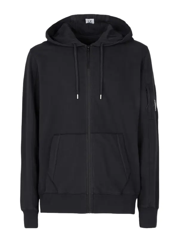 C.P. COMPANY Light Fleece Zipped Hoodie - Black