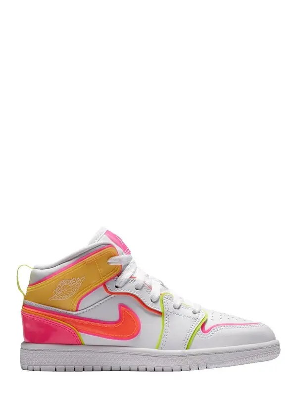 JORDAN 1 Mid Se Edge Glow Sneakers - White/hyper Crimson/pink Blast