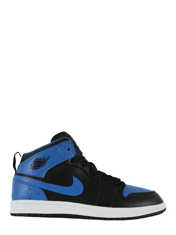 JORDAN 1 Mid Royal Paint Splatter Sneakers - Black/team Orange/signal Blue