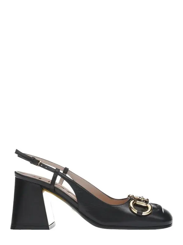 Gucci Horsebit 75mm Heeled Slingbacks - Black/gold