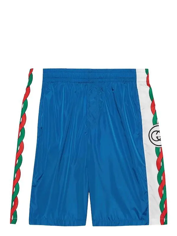Gucci Interlocking G Print Waterproof Nylon Shorts - Blue