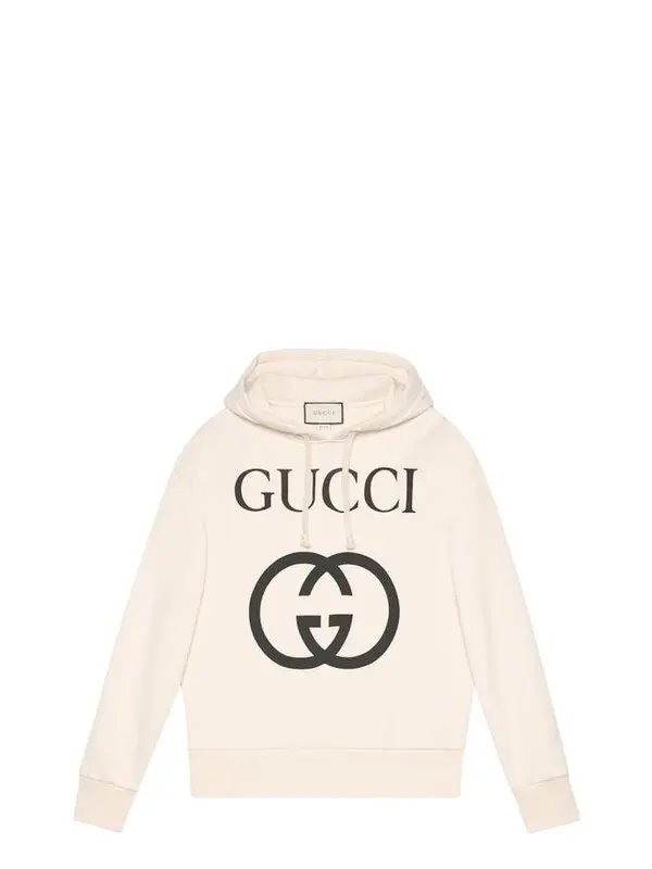 Gucci Interlocking G Oversize Fit Hoodie - Off/white/black