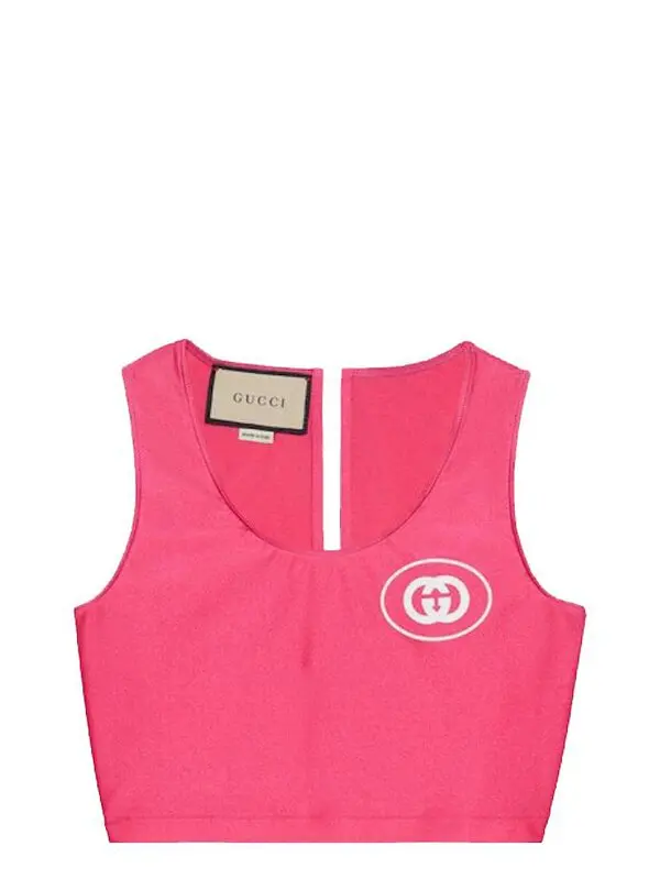 Gucci Interlocking G Jersey Crop Top - Pink