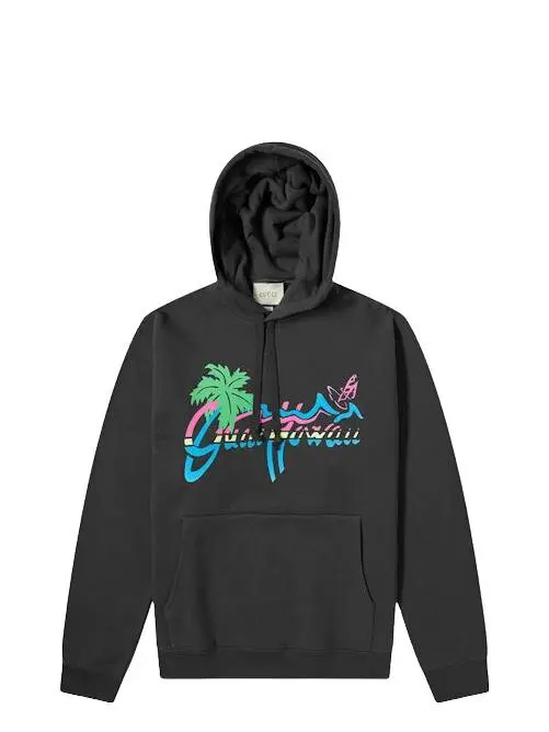 Gucci Hawaii Printed Hoodie - Black