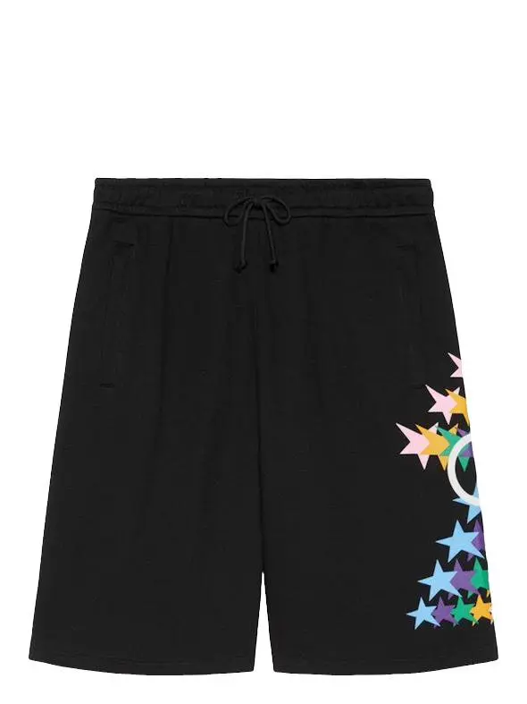 Gucci Interlocking G Star Flash Print Shorts - Black