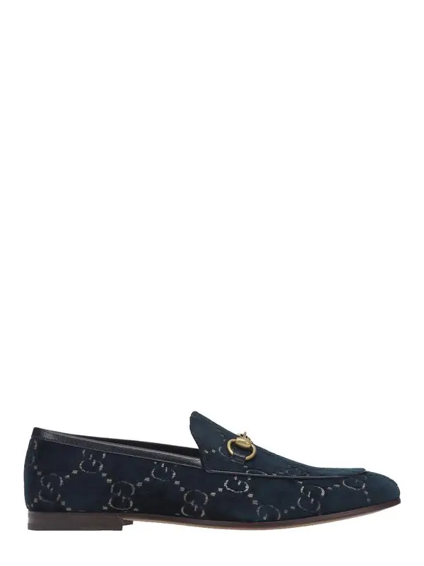 Gucci Jordaan Gg Velvetin Loafer - Blue/gold