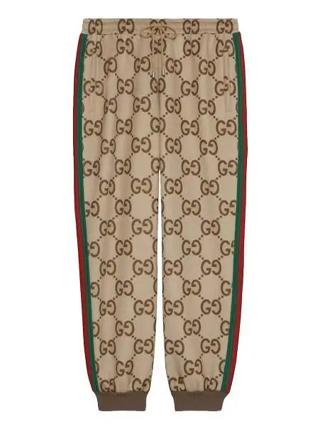 Gucci Jumbo Gg Jogging Pant With Web - Beige/ebony